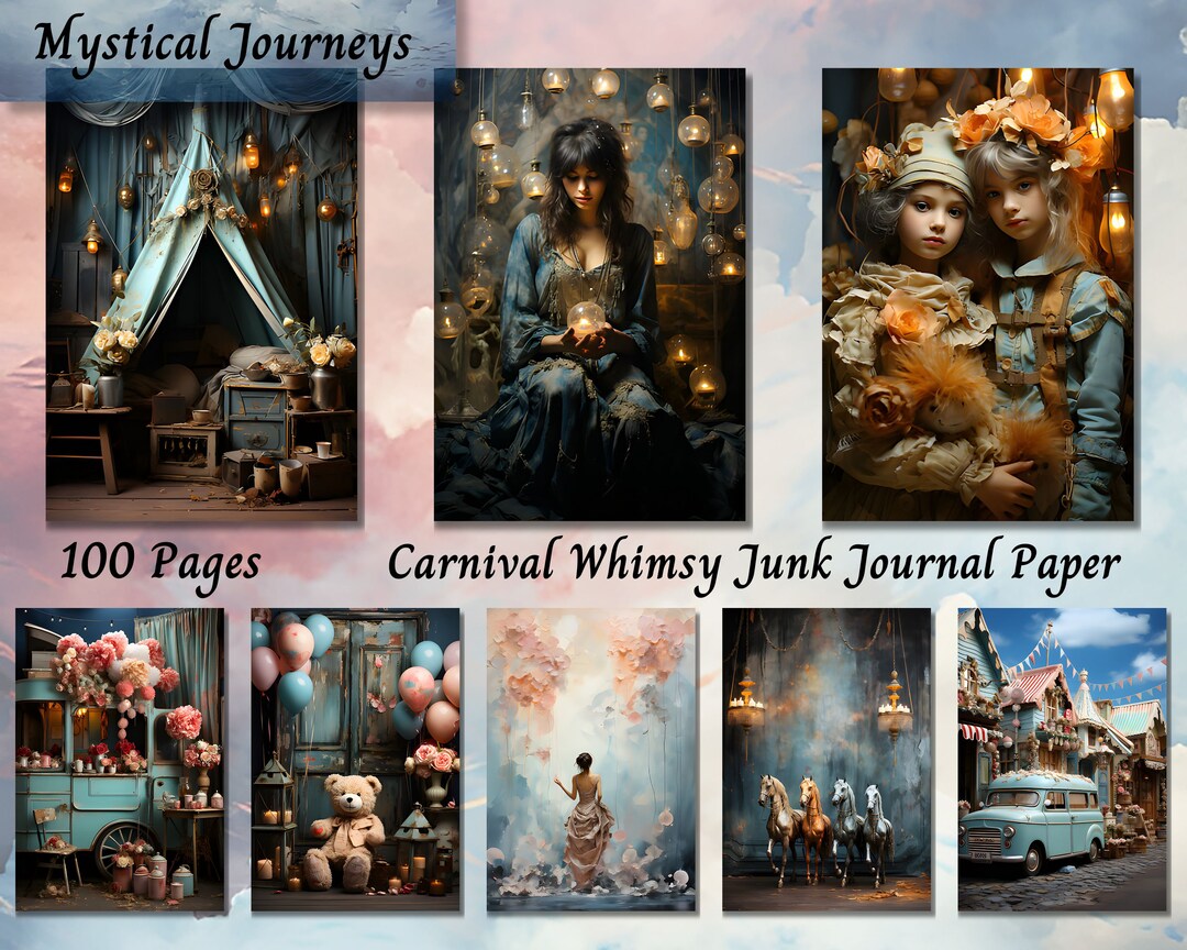 Carnival Whimsy Junk Journal Paper, Vintage Printable Ephemera Page ...