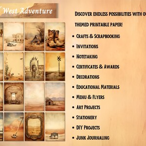 Wild West Adventure Junk Journal Paper, Vintage Western Cowboy ...