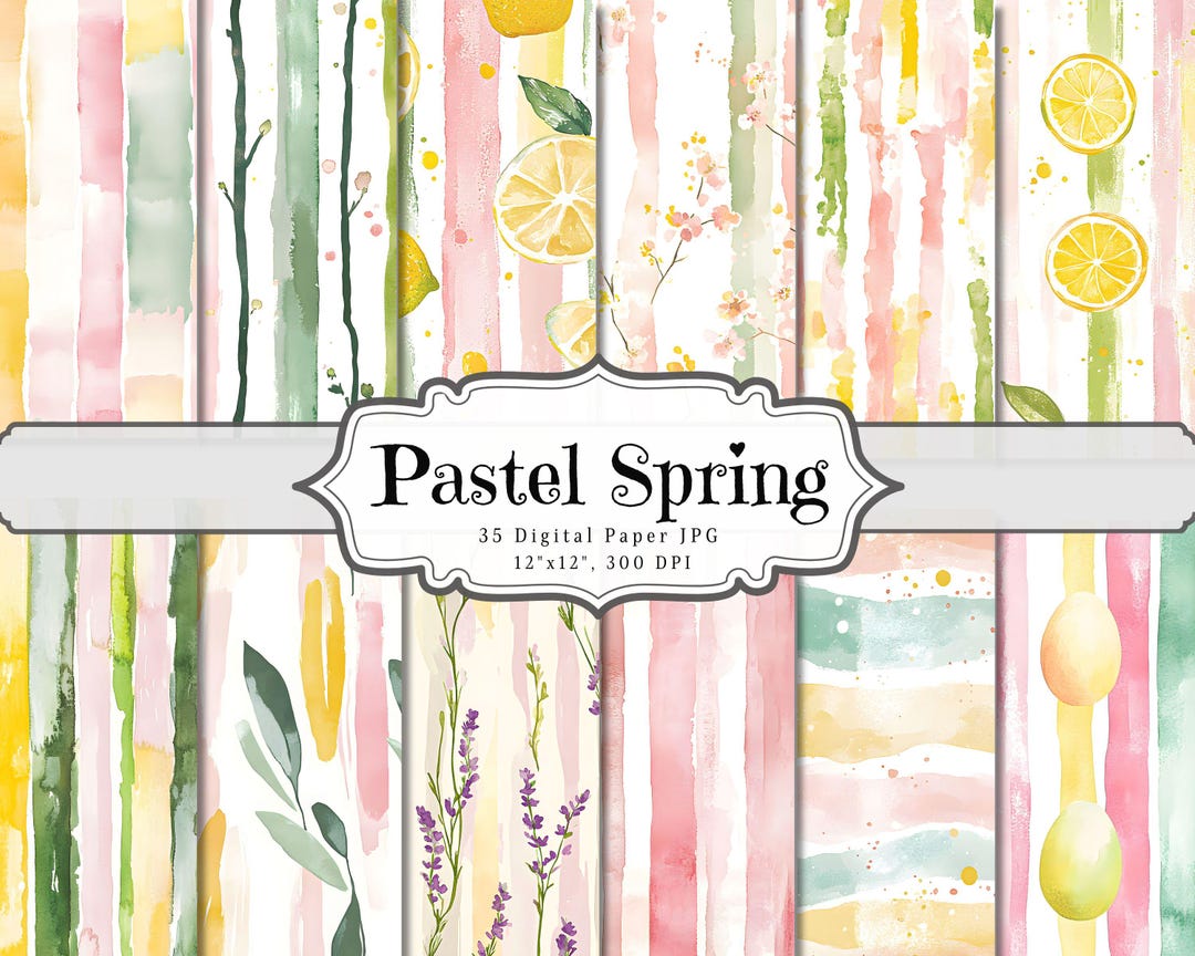 Pastel Spring Digital Paper | Watercolor Floral Printable Ephemera ...
