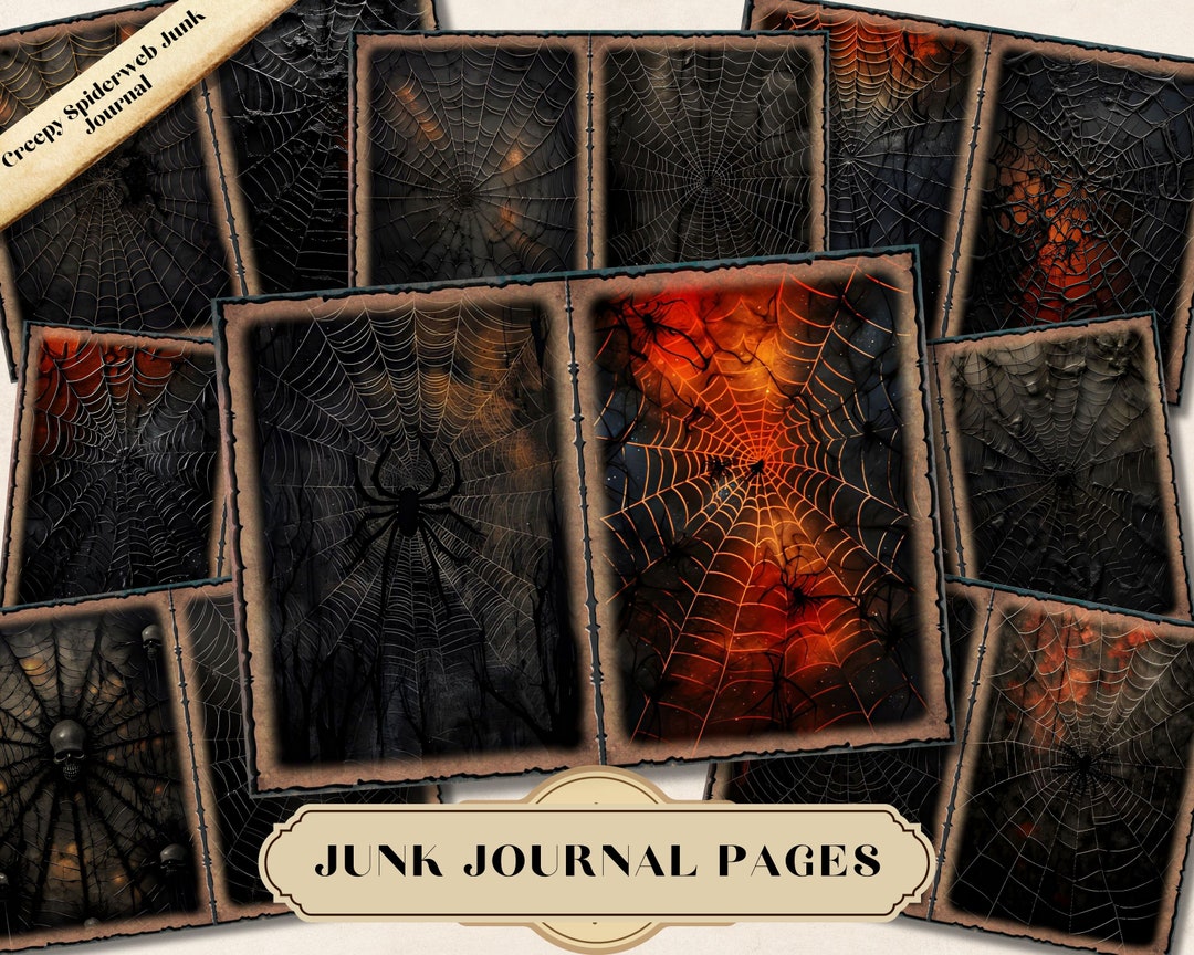 Creepy Spiderweb Junk Journal Paper, Cobweb Gothic Grunge Printable ...