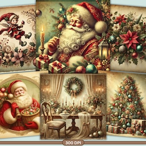 Classic Vintage Christmas Digital Paper - Etsy