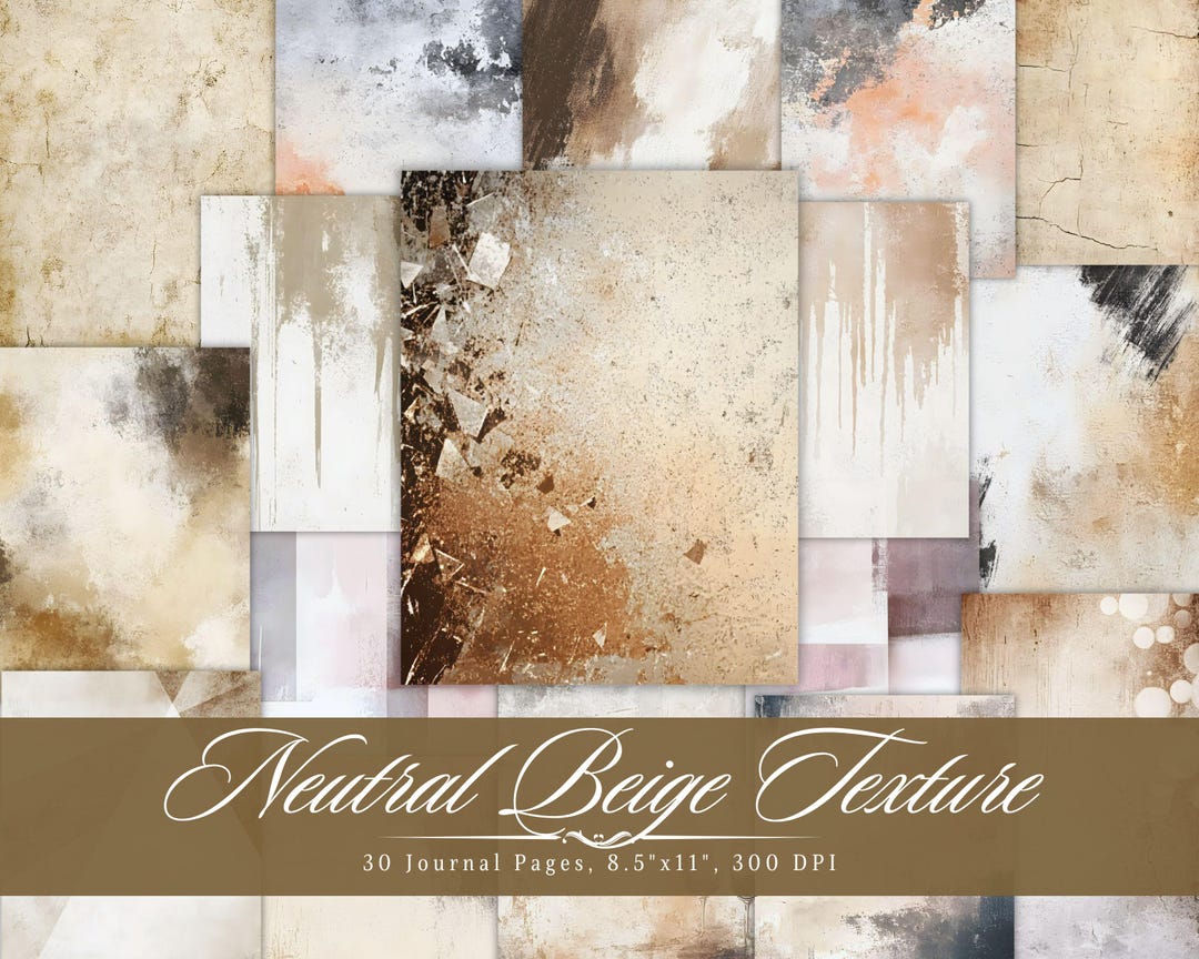 Neutral Beige Texture Junk Journal Pages Kit | Vintage Printable ...