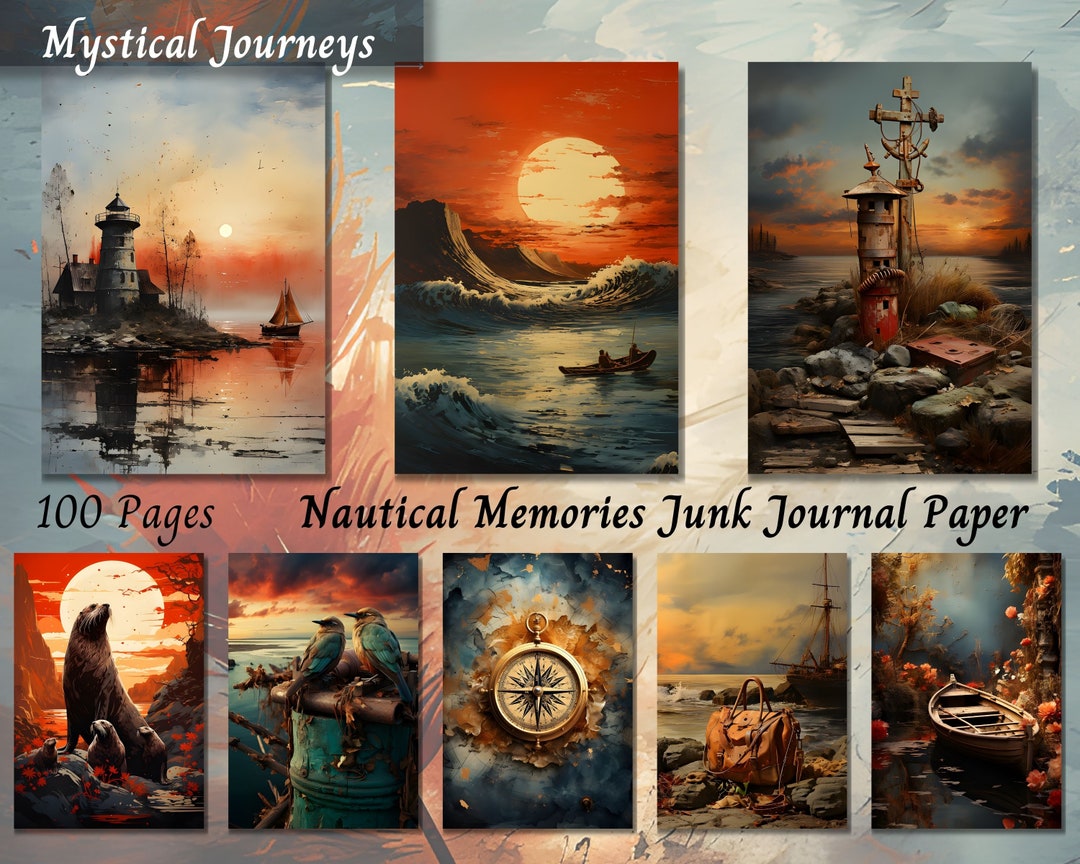 Nautical Memories Junk Journal, Ocean Printable Ephemera, Vintage Sea ...