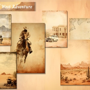 Wild West Adventure Junk Journal Paper, Vintage Western Cowboy ...