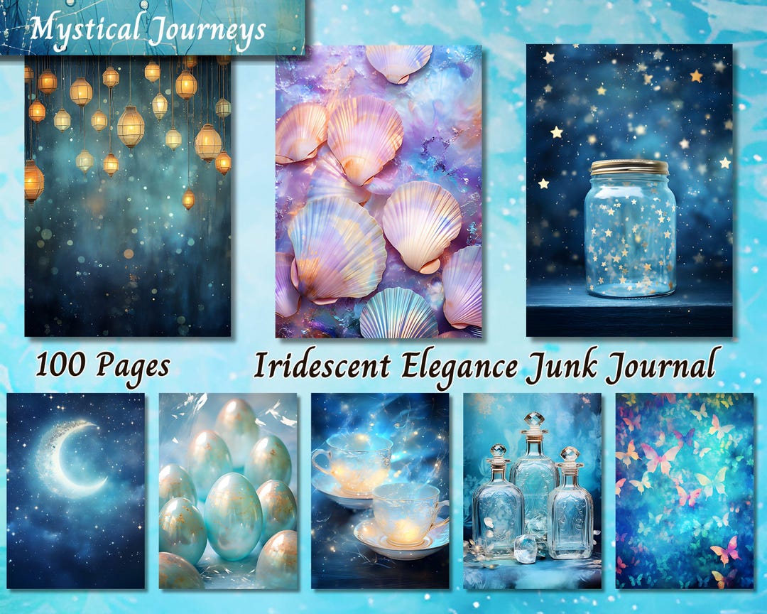 Iridescent Elegance Junk Journal Paper, Shabby Chic Printable Ephemera ...