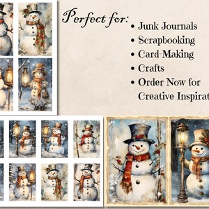 Snowman Junk Journal Pages, Christmas Themed Digital Shabby Chic ...
