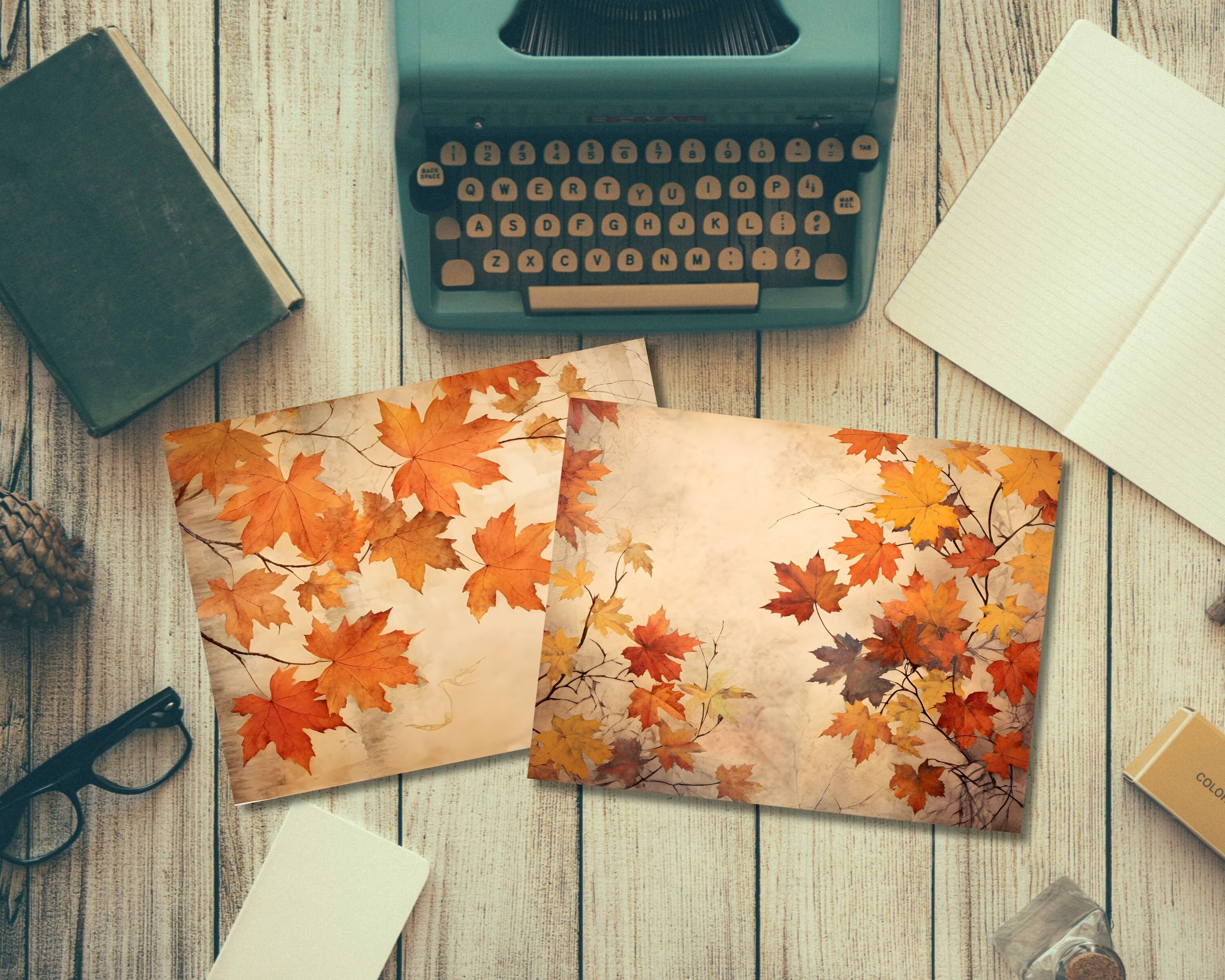 Autumn Junk Journal Pages, Printable Vintage Fall Paper, Digital Orange ...