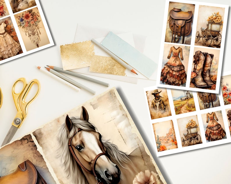 Western Junk Journal Pages, Printable Ephemera Paper, Scrapbooking Kit ...