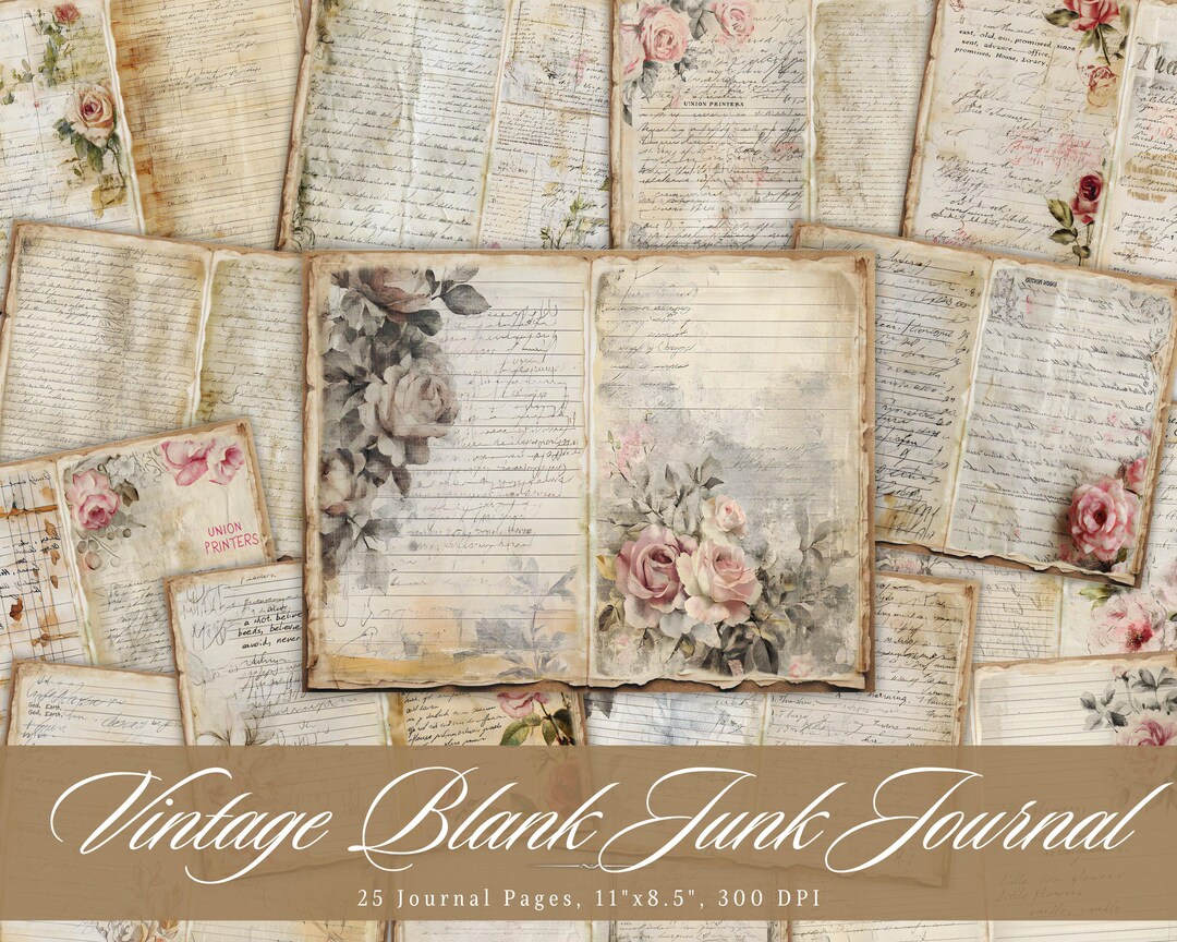 Vintage Blank Junk Journal, Aged Writing Page Printable Ephemera, Old ...
