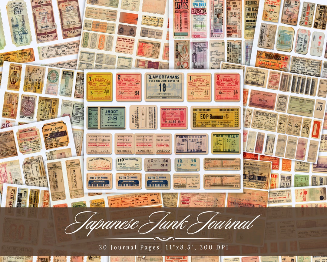 Vintage Tickets Junk Journal Paper, Retro Old Ticket Printable Ephemera ...