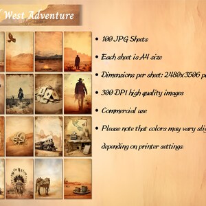 Wild West Adventure Junk Journal Paper, Vintage Western Cowboy ...