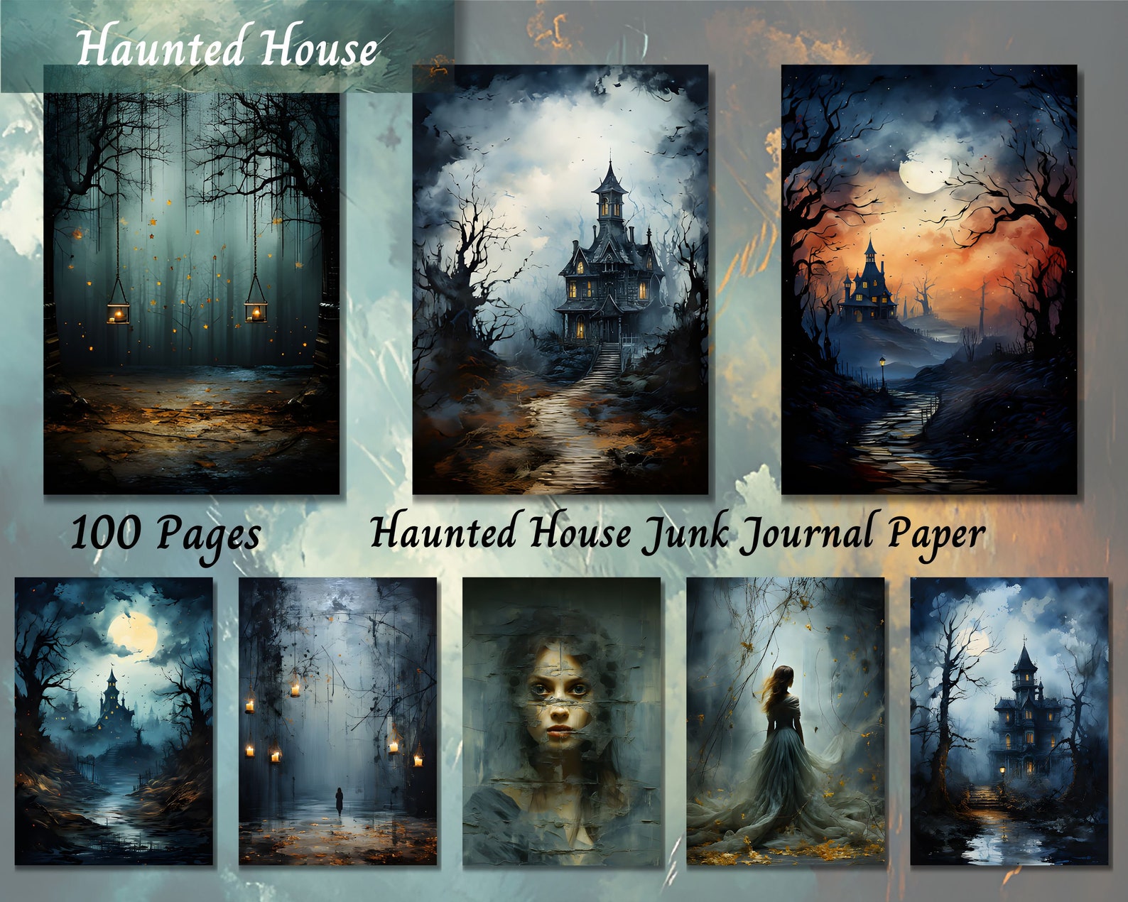 Big Journaling Bundle, Haunted House Junk Journal Paper, Halloween ...