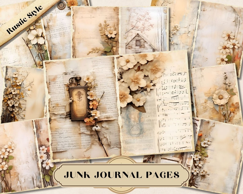 Rustic Style Junk Journal Kit, Printable Ephemera Page, Digital Mixed ...