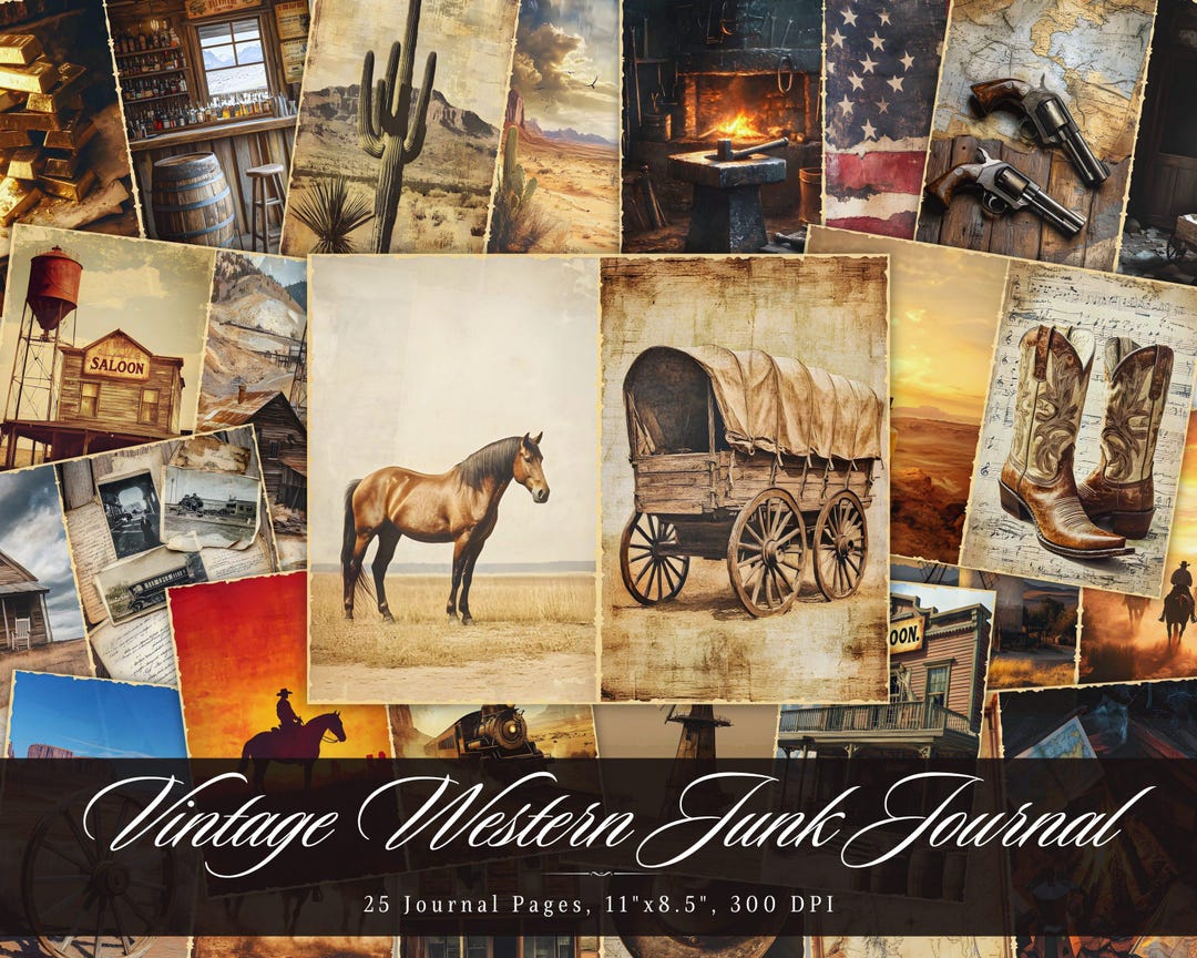 Vintage Western Junk Journal, Retro Country Farm Printable Ephemera ...