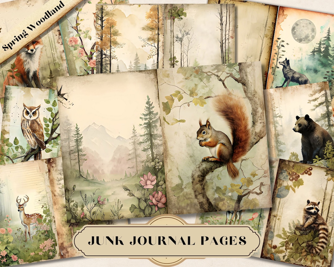 Spring Woodland Junk Journal Page, Nature Forest Printable Ephemera ...