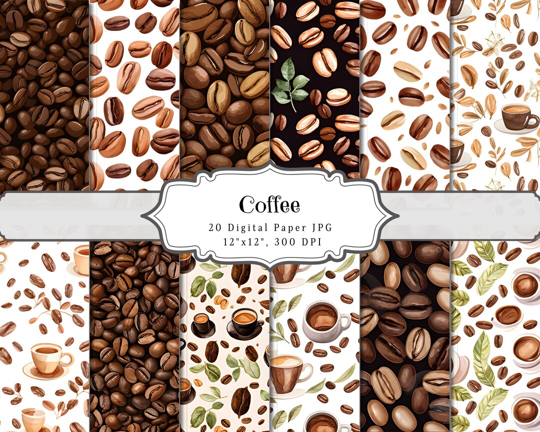 Coffee Digital Paper, Vintage Coffee Bean Junk Journal, Instant ...
