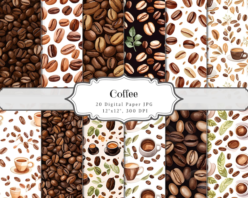 Coffee Digital Paper, Vintage Coffee Bean Junk Journal, Instant ...