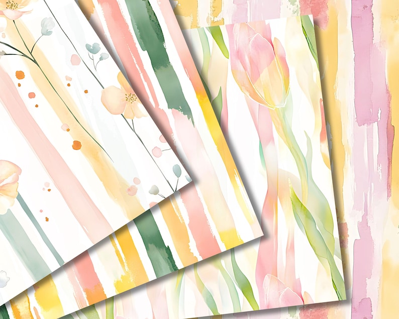Pastel Spring Digital Paper | Watercolor Floral Printable Ephemera ...
