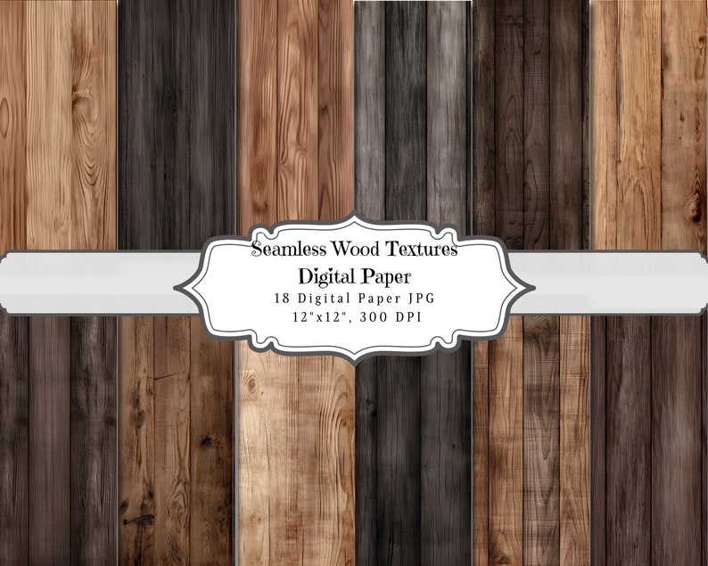 Seamless Wood Textures Digital Paper, Rustic Wooden Grain Texture ...