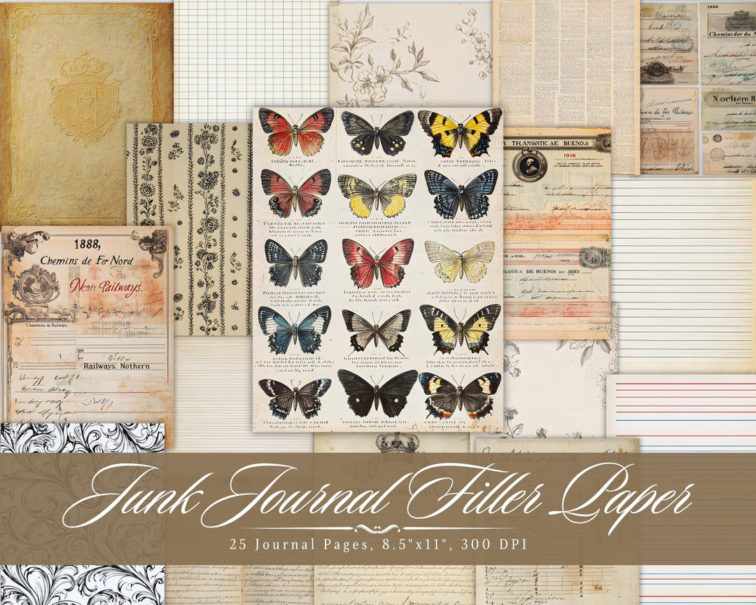 Junk Journal Filler Papers, Aged Beige Shabby Chic Printable Ephemera ...