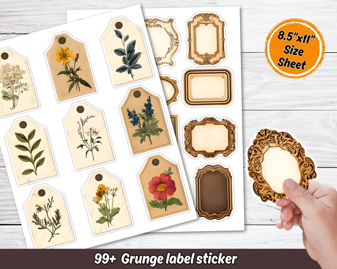 99+ Grunge Label Sticker Set | Vintage Scrapbooking and Journals ...
