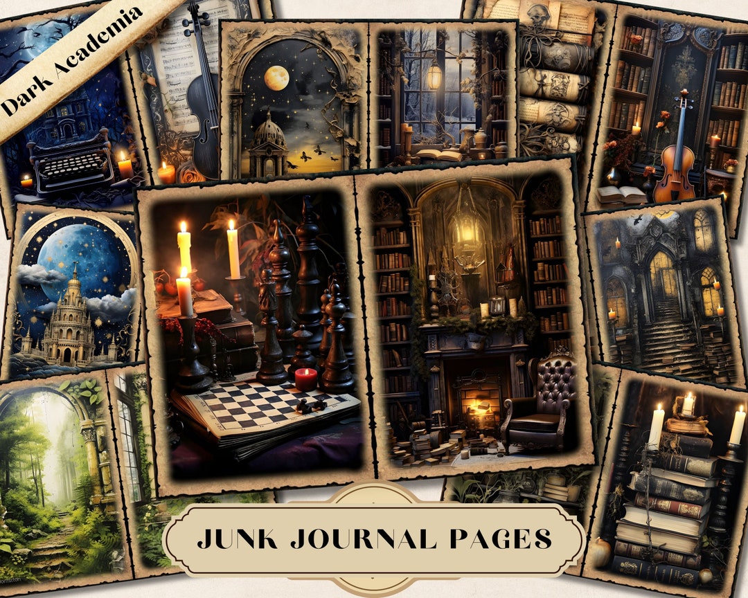 Dark Academia Junk Journal Pages, Wooden Vintage Digital Paper ...