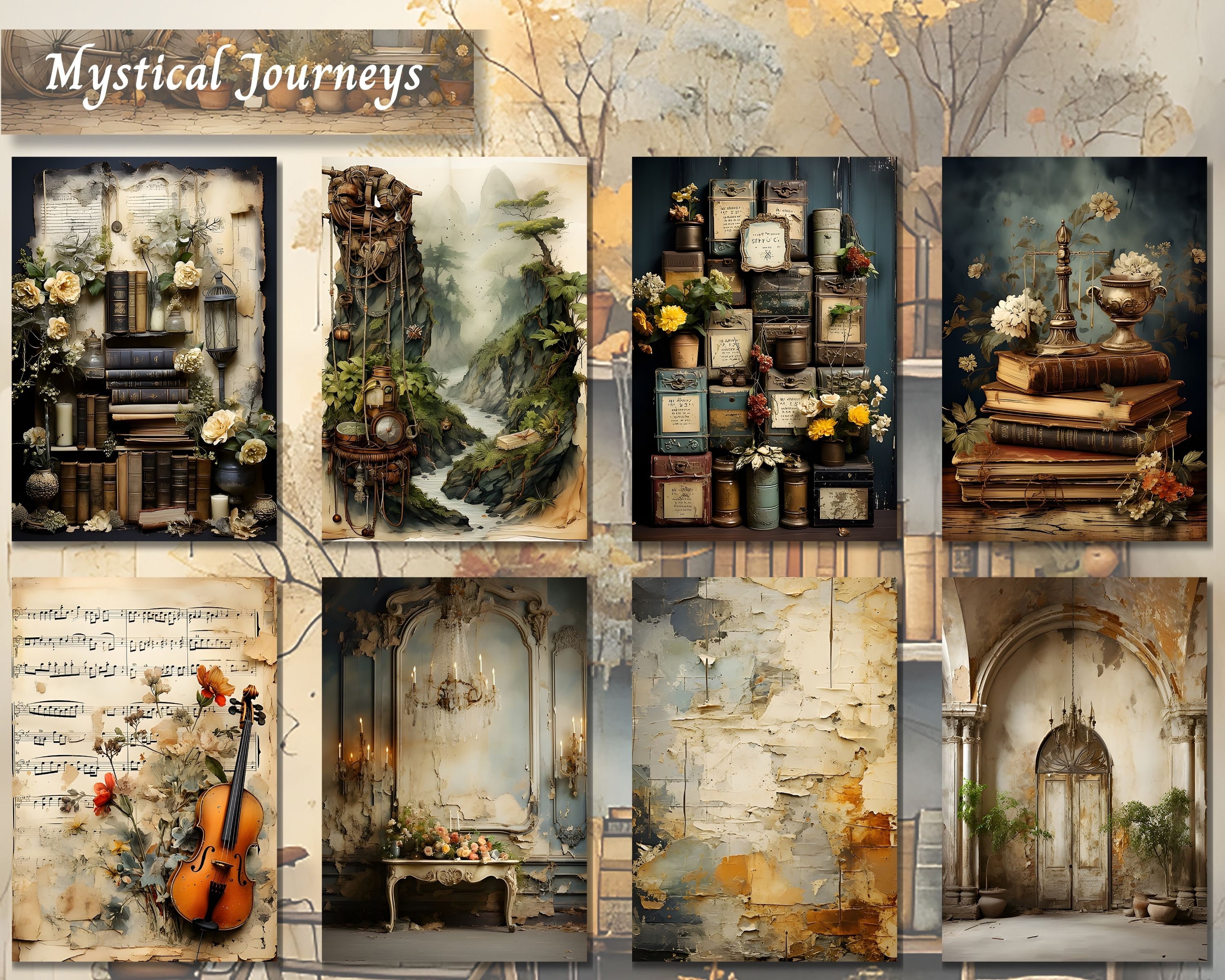 Old Libraries Junk Journal Paper Kit, Homemade Ephemera Journal, Shabby ...