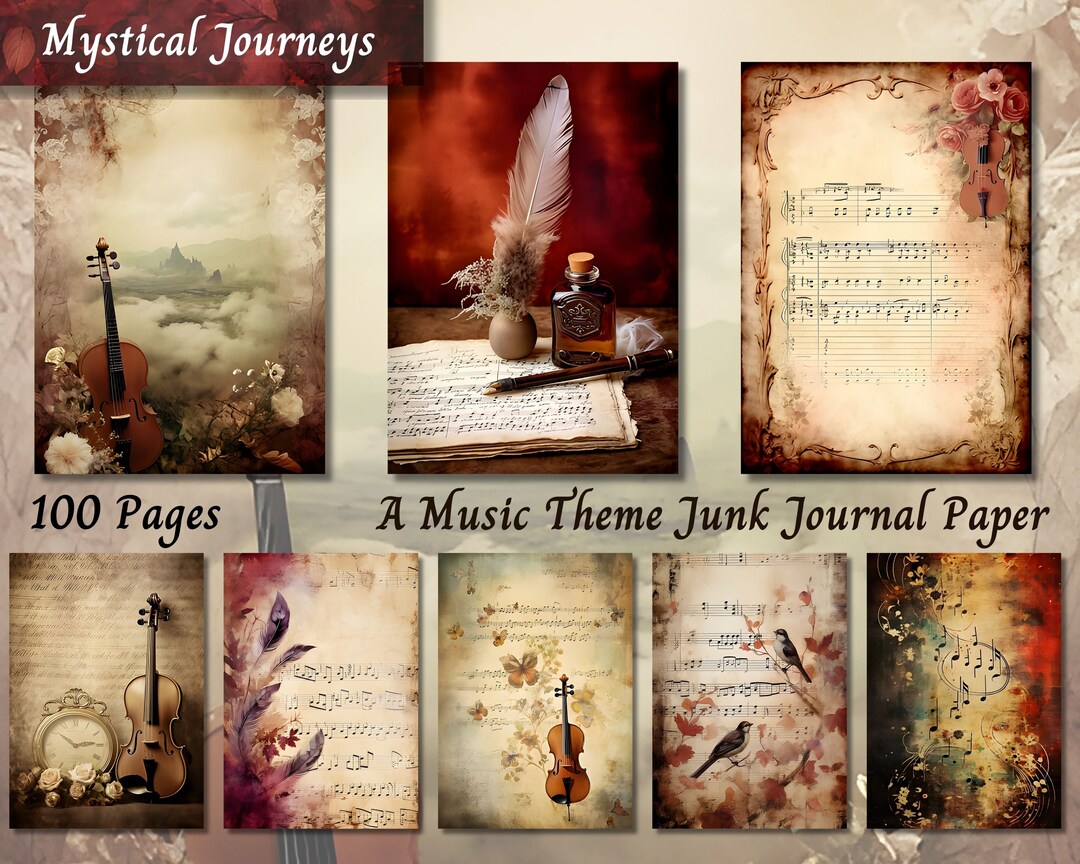 Music Theme Junk Journal Paper, Vintage Song Sheet Printable Ephemera ...