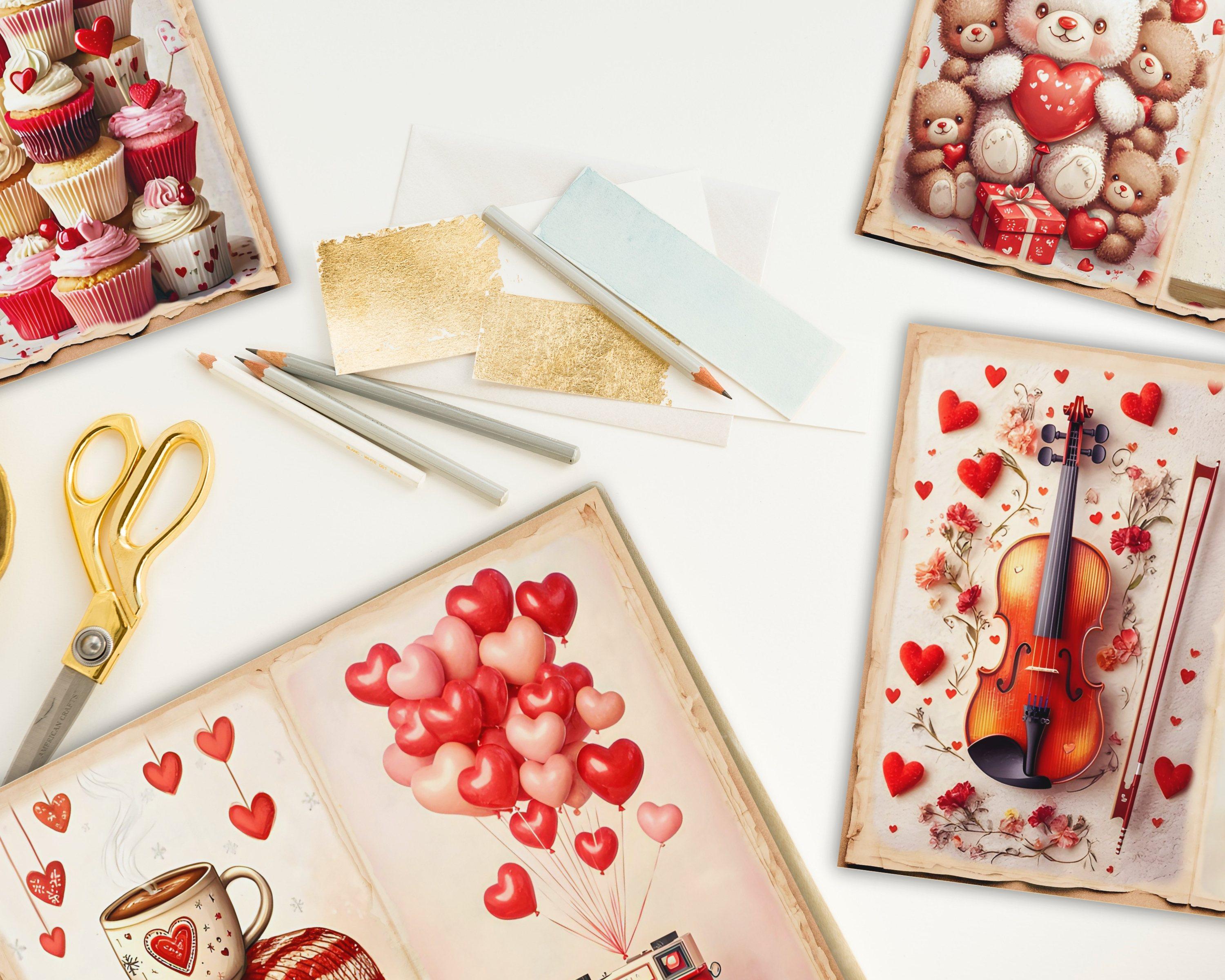 Valentines Day Junk Journal, Love Heart Printable Ephemera Page ...