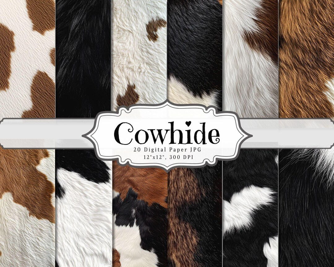 20 Vintage Cowhide Seamless Digital Papers | Rustic Western Scrapbook ...