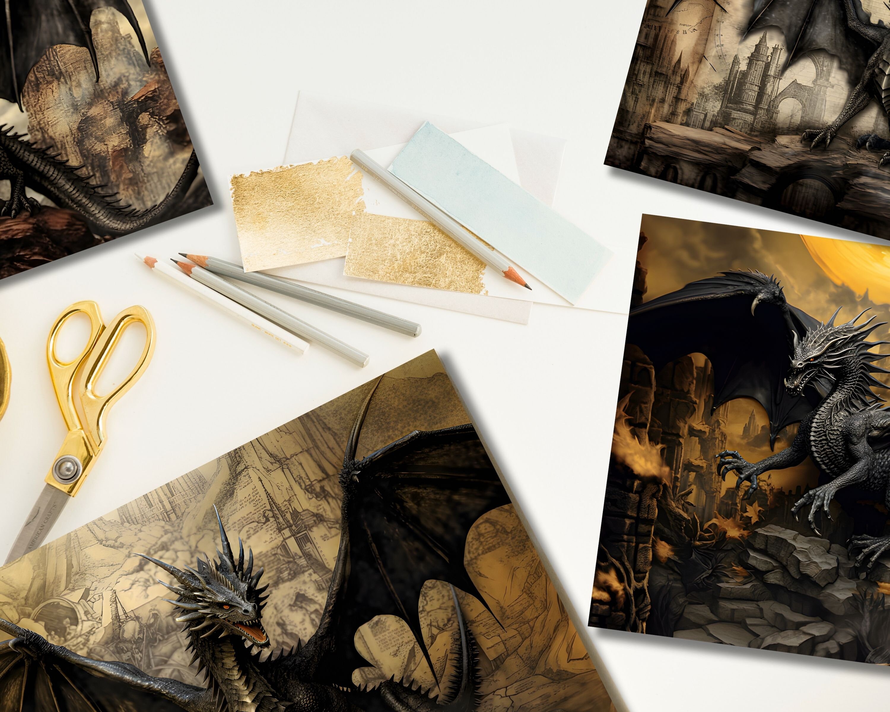 Vintage Dragon Junk Journal Kit: Fantasy Collage, Mythical Dragon ...