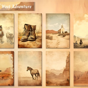Wild West Adventure Junk Journal Paper, Vintage Western Cowboy ...