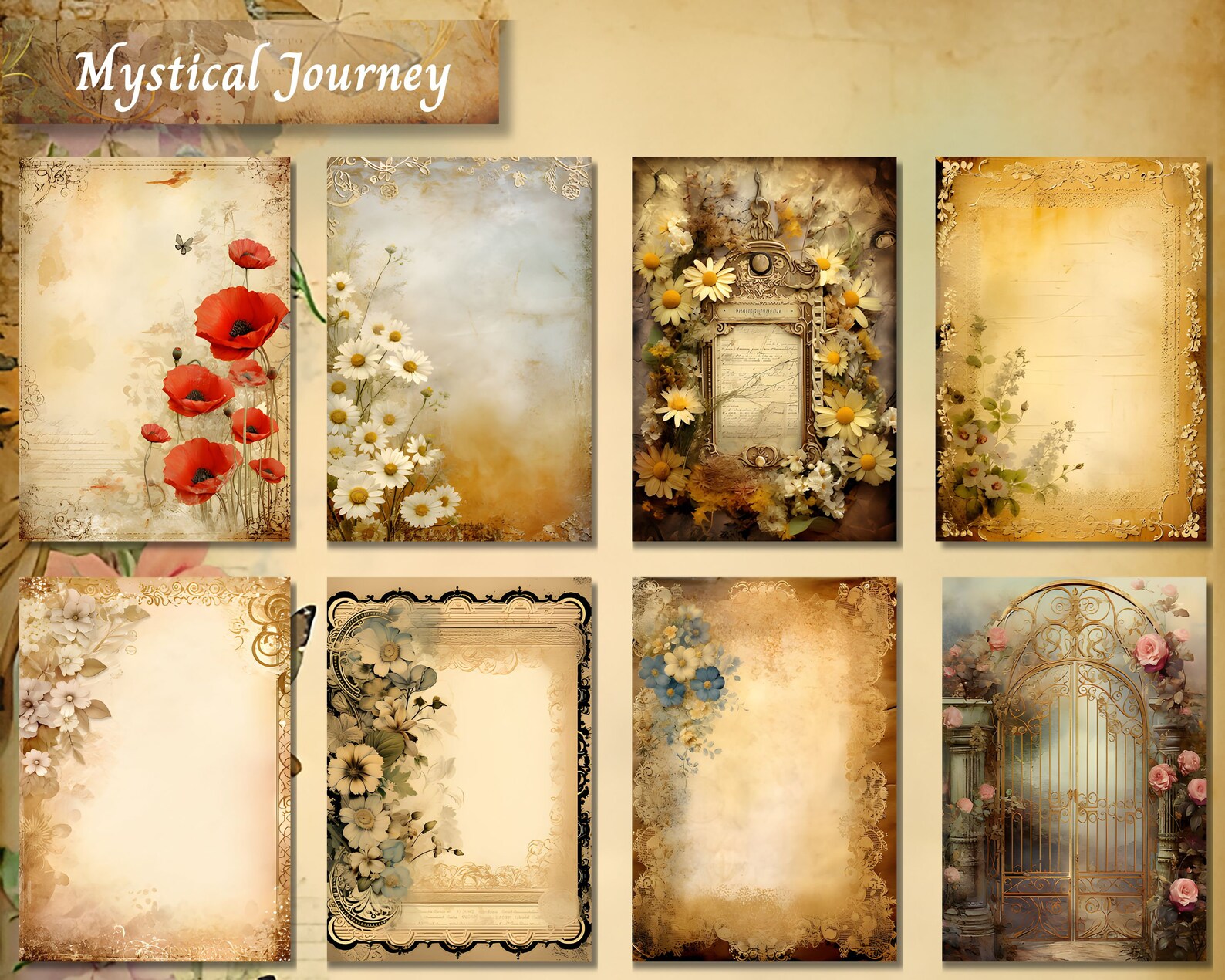 Old Postcards Junk Journal Kit, Vintage 1950s Victorian Printable ...