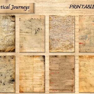 Vintage Handwritten Junk Journal Pages, Printable Writing Antique Old ...