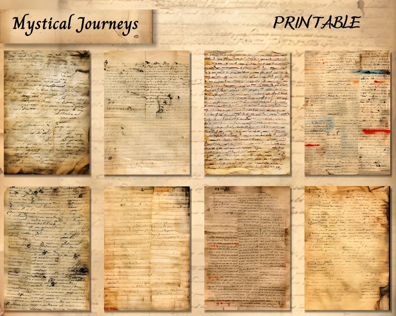 Vintage Handwritten Junk Journal Pages, Printable Writing Antique Old ...