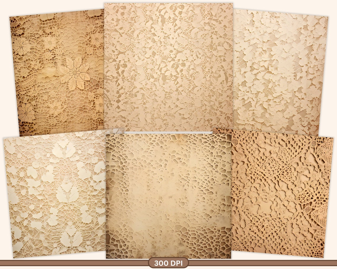Antique Lace Digital Papers, Aged Old Printable Ephemera, Rustic Grunge ...