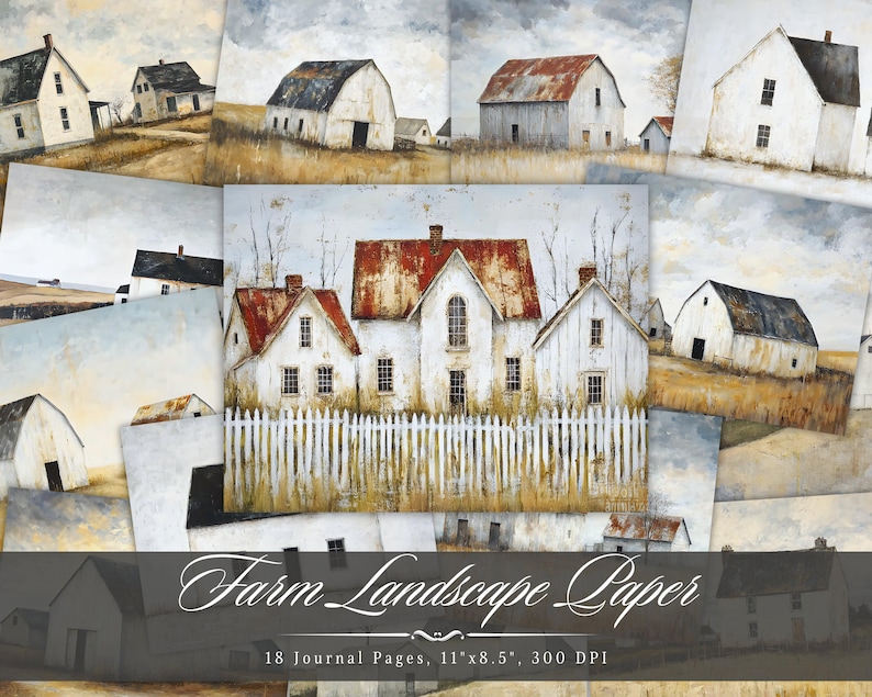 Farm Landscape Paper Junk Journal, Rustic Barn Printable Ephemera ...