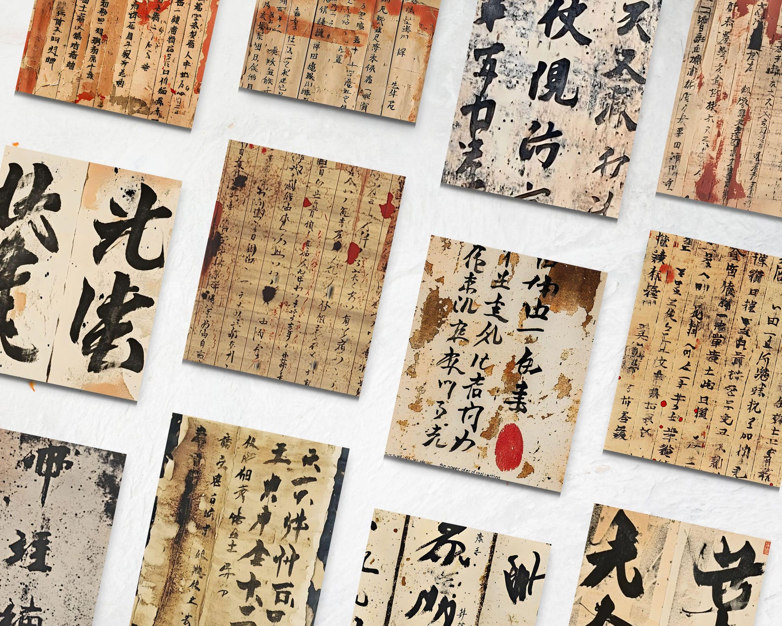 Japan Calligraphy Digital Paper, Chinese Letters Printable Ephemera ...