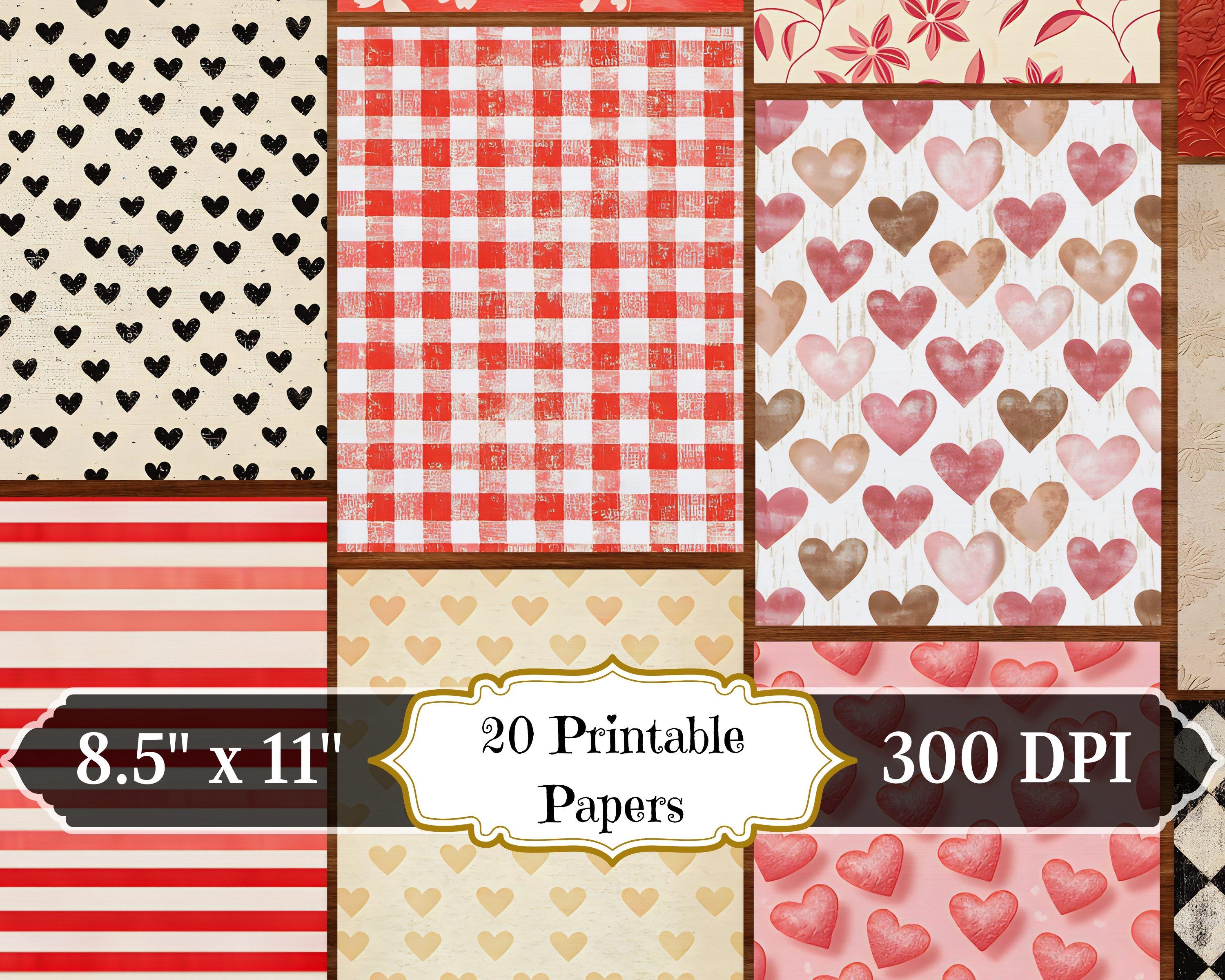 Valentine Papers Junk Journal, Love Heart Digital Printable Ephemera ...
