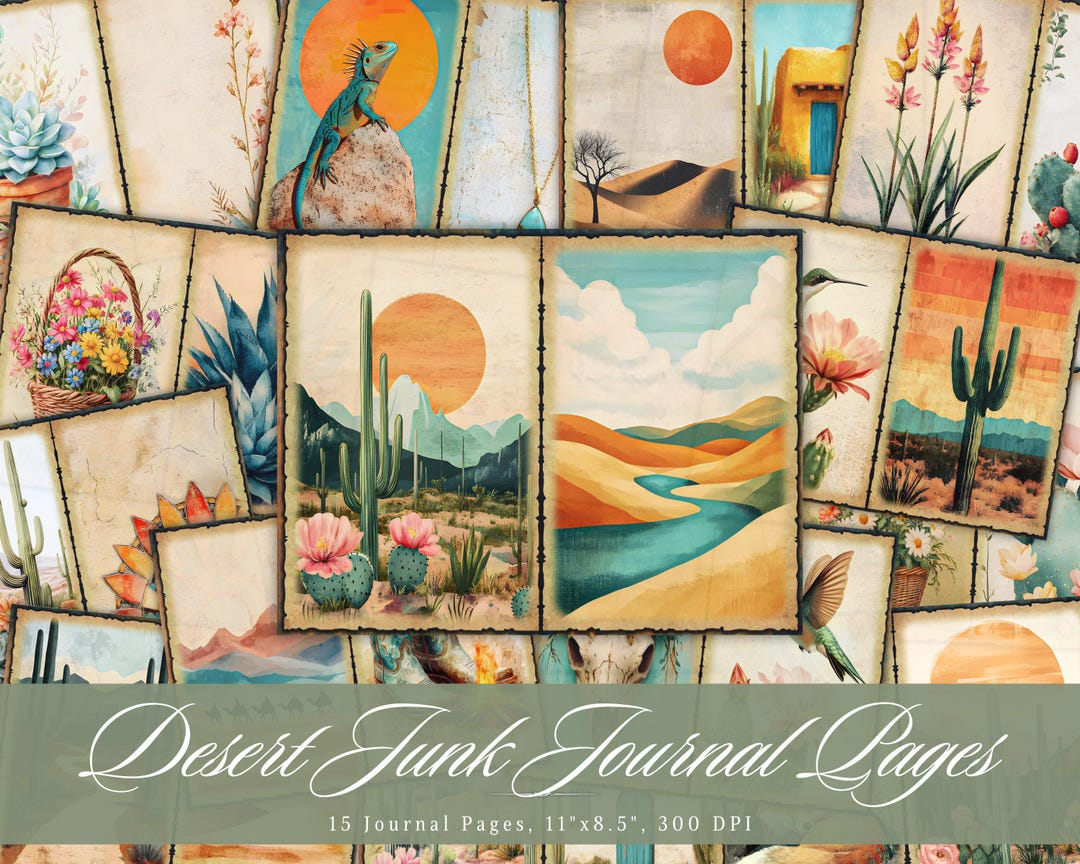 Desert Junk Journal Pages, Boho Southern Printable Ephemera, Vintage ...