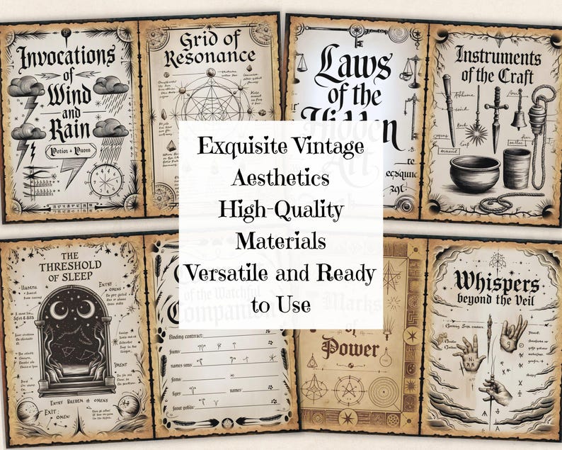 Grimoire Junk Journal Pages • 15 Witchy Printable Papers • Dark Magic ...