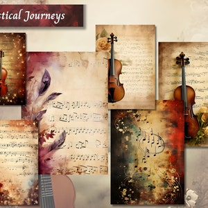 Music Theme Junk Journal Paper, Vintage Song Sheet Printable Ephemera ...