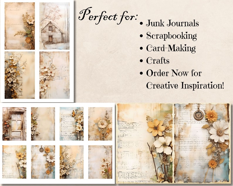 Rustic Style Junk Journal Kit, Printable Ephemera Page, Digital Mixed ...