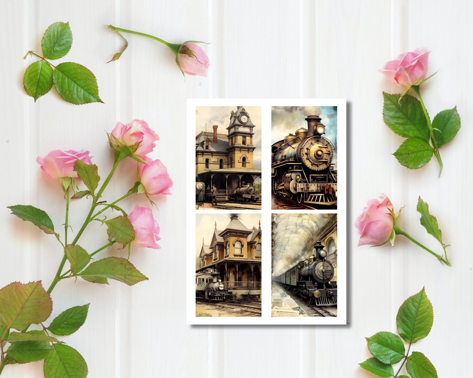 Vintage Train Junk Journal Kit, Printable Ephemera Pages, Shabby Chic ...