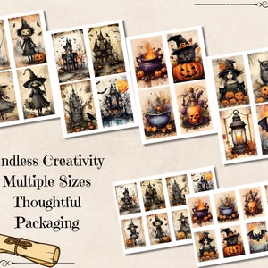 Spooky Halloween Junk Journal Pages - Halloween Scene, Mixed Media ...