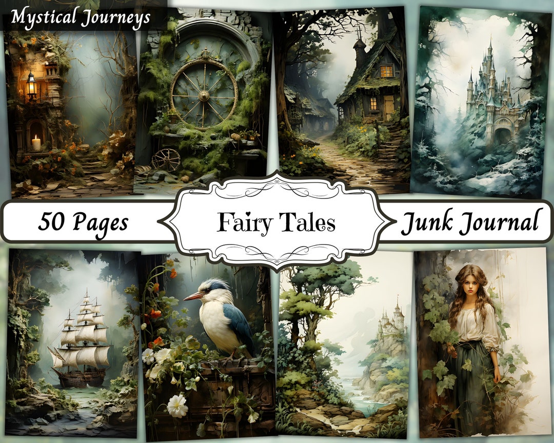 Fairy Tale Junk Journal Kit Paper, Shabby Chic Scrapbook Collage ...