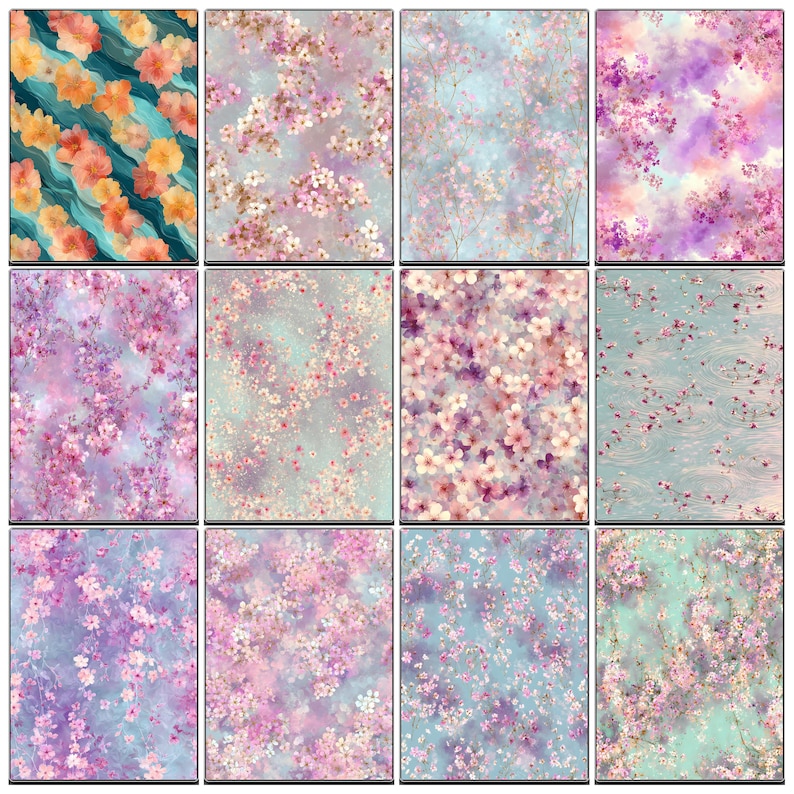130 Seamless Floral Pattern Junk Journal Pages Printable | Vintage ...