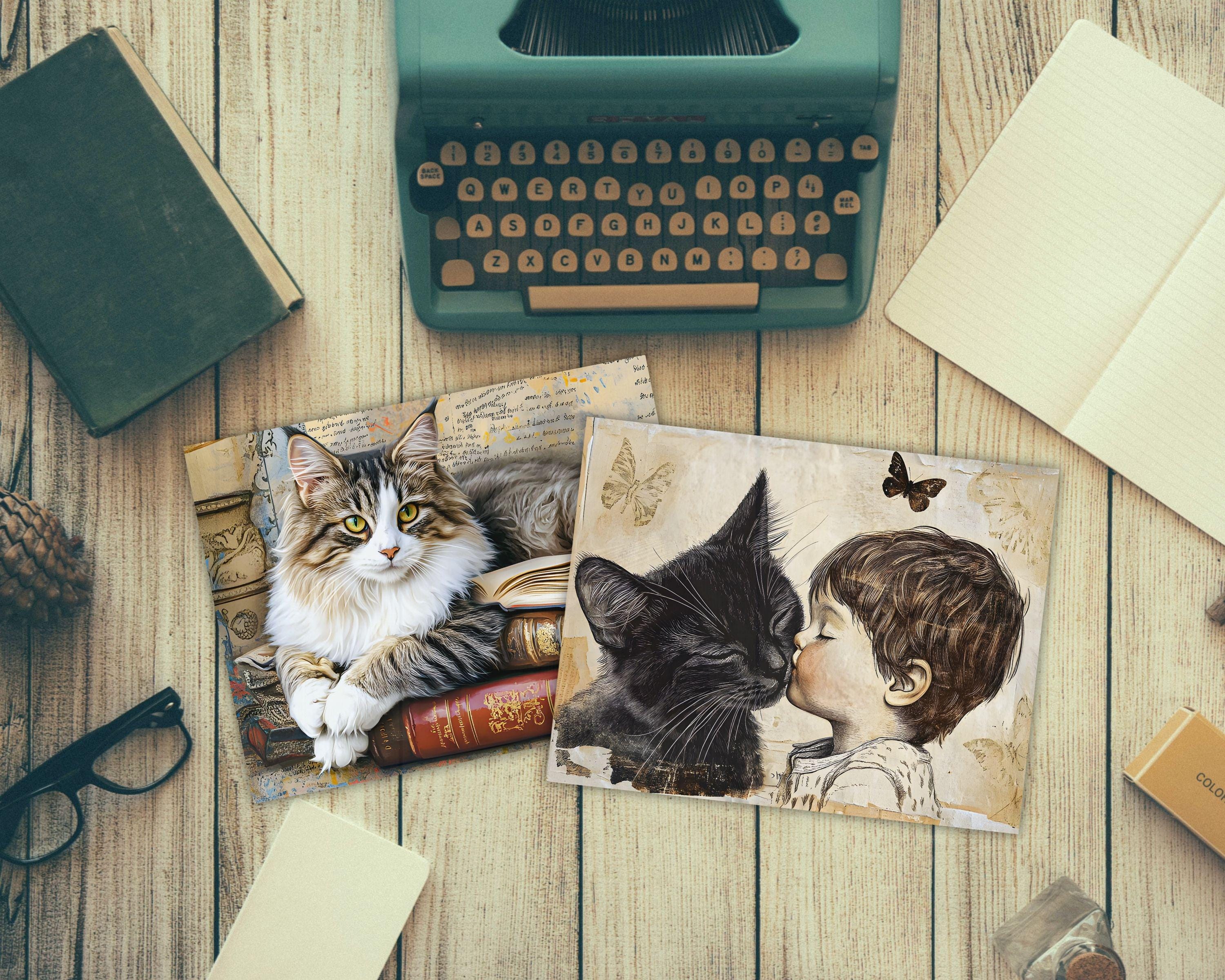 Cat Junk Journal Page, Vintage Pet Kitten Printable Ephemera, Cats ...