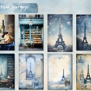 Map of Paris Junk Journal Paper, France Digital Watercolor Printable ...