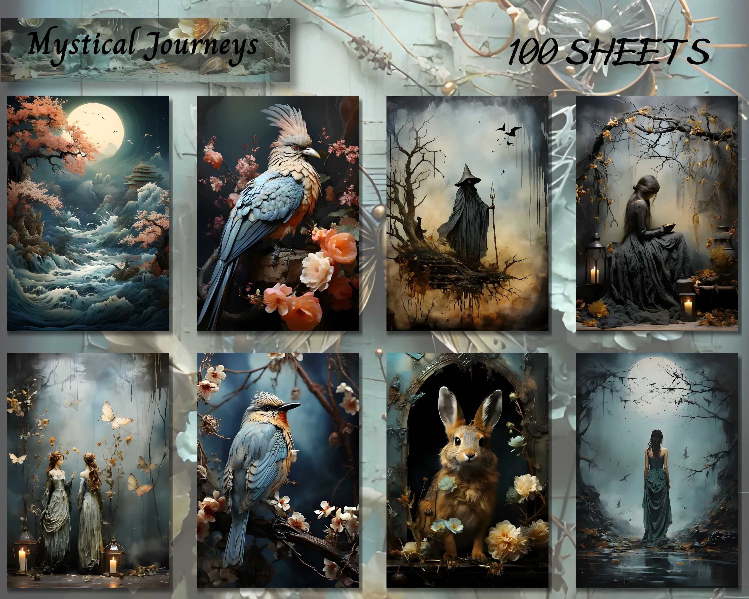 Mythical Creatures Junk Journal Paper JPG, Mythical Ephemera Shabby ...